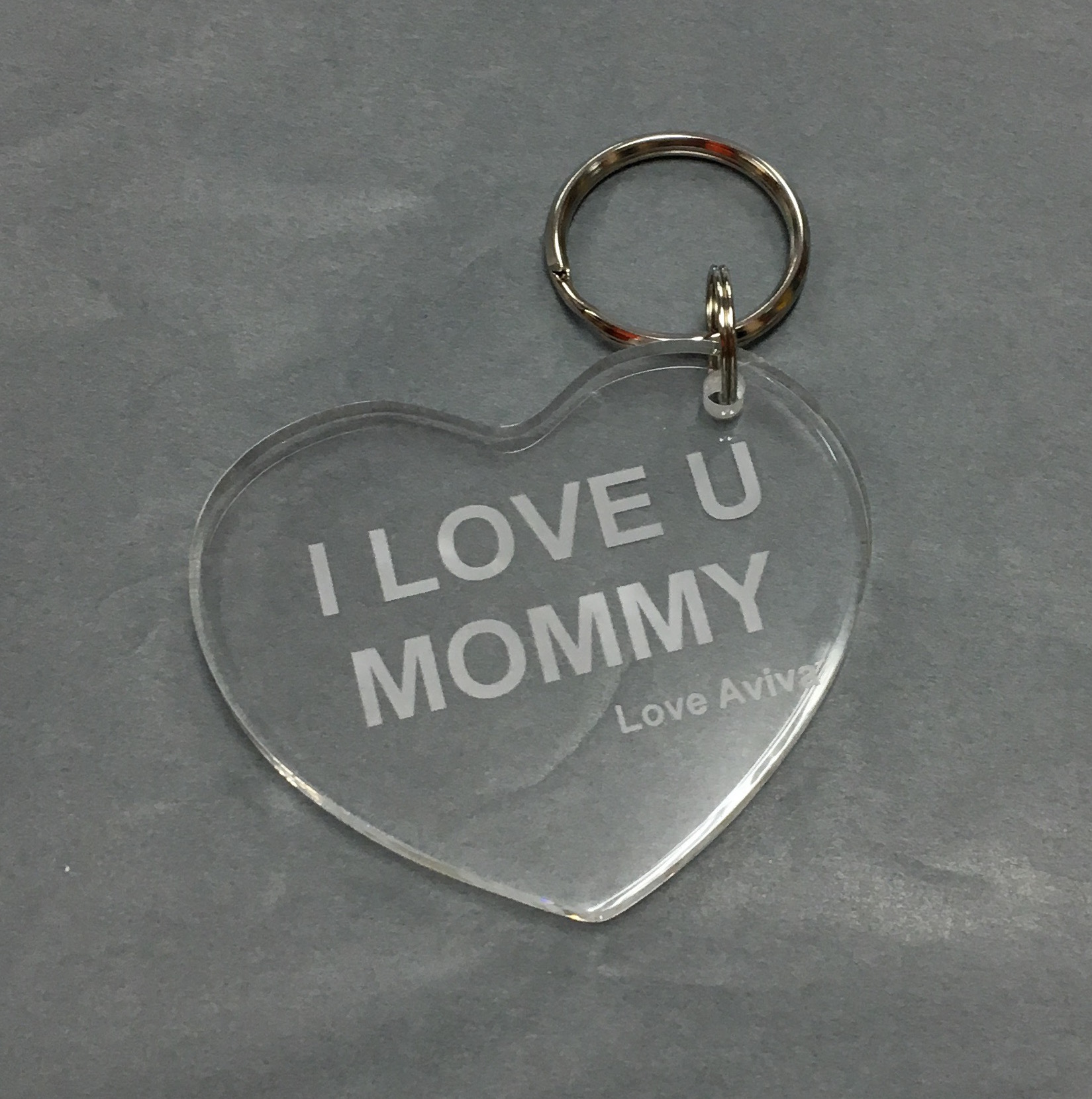 Acrylic heart keychain Engraved